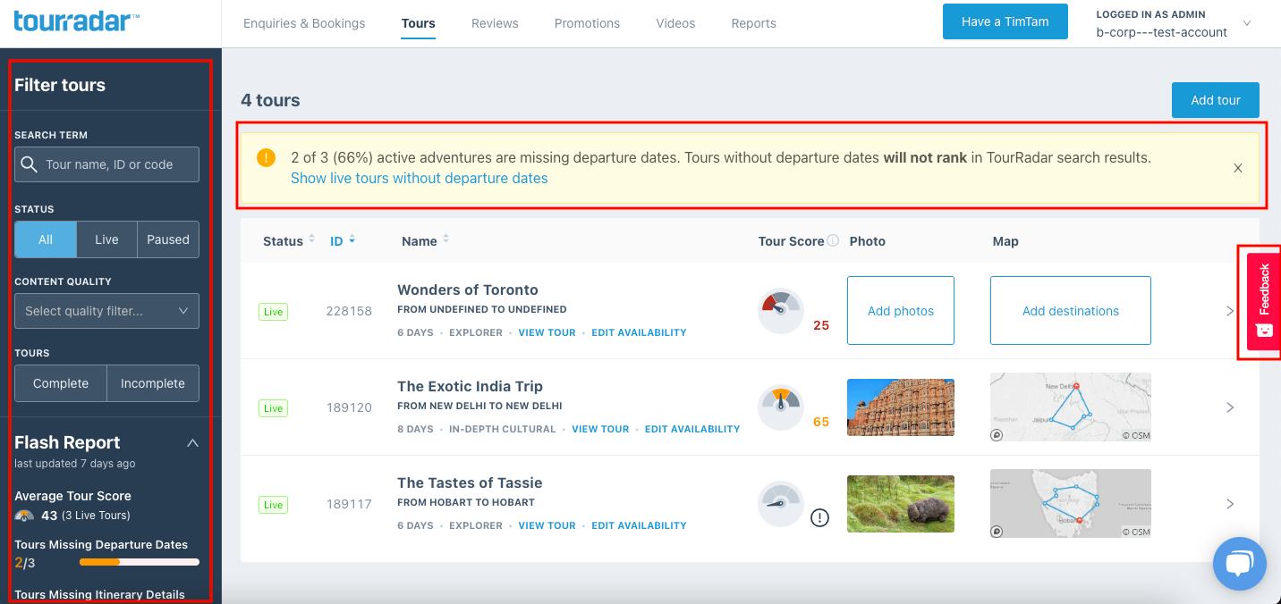 Operator Dashboard Layout